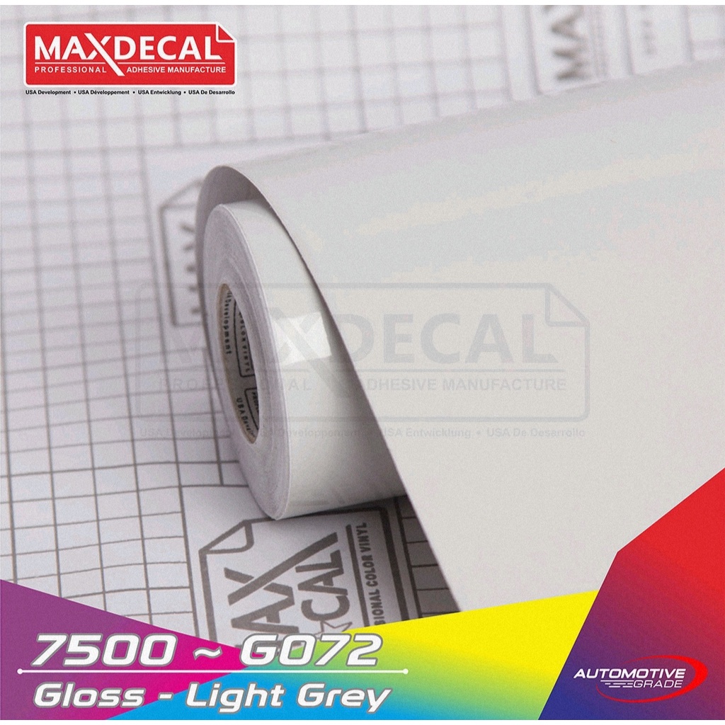 Jual Maxdecal 7500 G071 Glossy Light Grey, Color Vinyl Series Sticker, Roll 45cm x 15m | Shopee ...