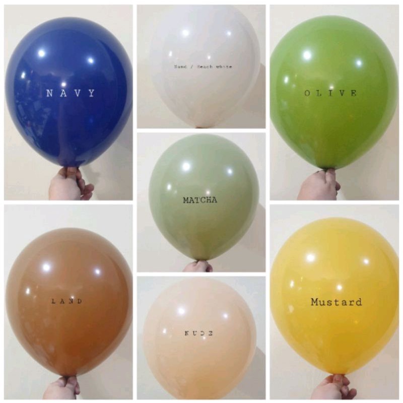 Jual Balon Doff 12 inch Retro Warna Unik estetik balon vintage dijual ...