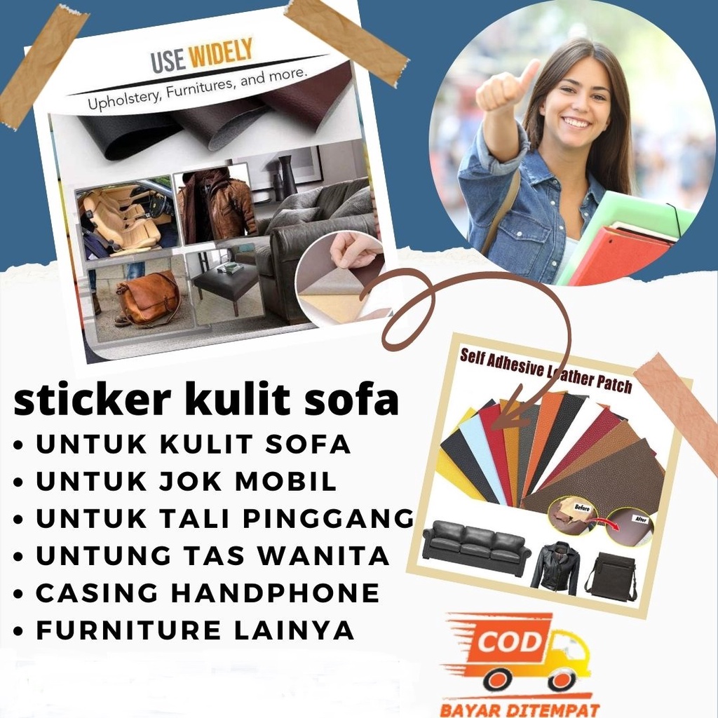 Jual Sticker Kulit Sofa Sticker Kulit PU Leather Sticker Perekat Tempel ...