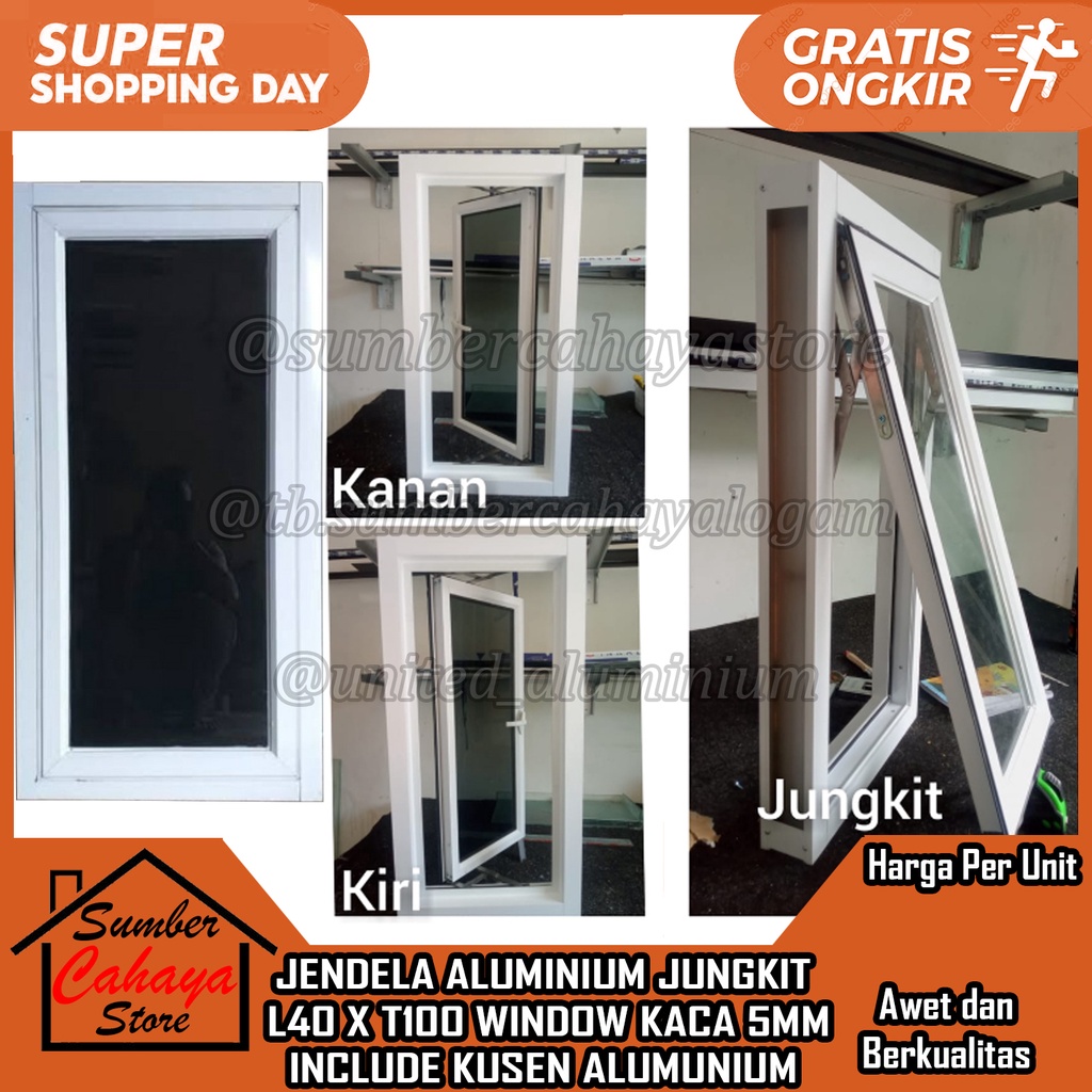 Jual JENDELA ALUMINIUM SWING JUNGKIT L40 X T100 1 DAUN WINDOW SINGLE ...