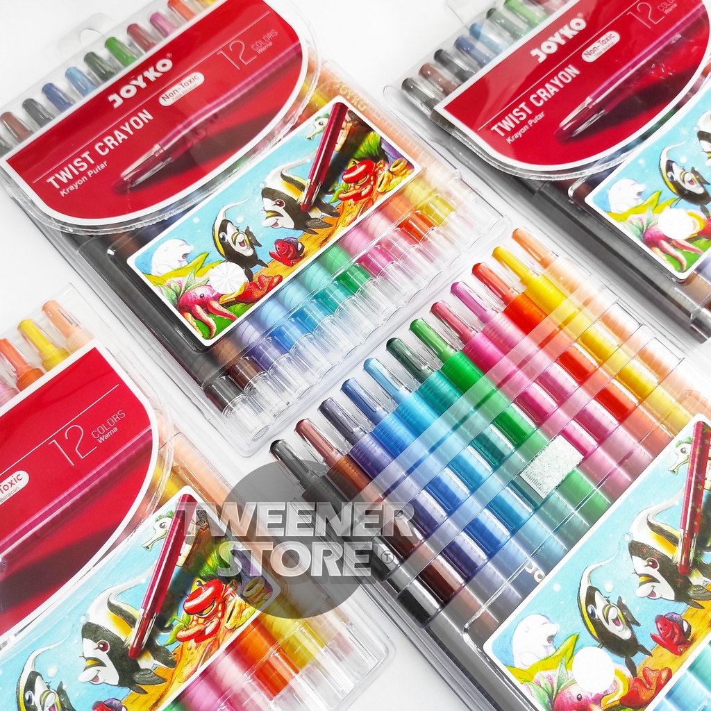 Jual Titi Joyko Crayon Putar 12 Colour PANJANG | Twist Crayon Krayon ...