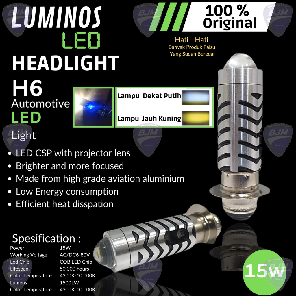 Jual LAMPU LED DEPAN MOTOR LUMINOS H6 LS2 LASER LED HI LOW DC DOUBLE COLOR WHITE YELLOW + LAMPU ...
