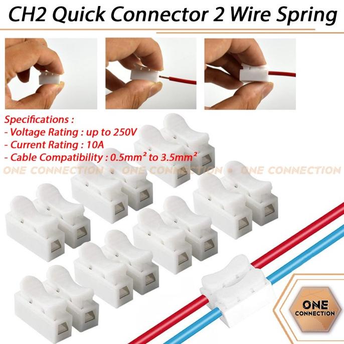 Jual CH2 Quick Connector 2 Wire Spring Terminal Sambungan Kabel Listrik ...