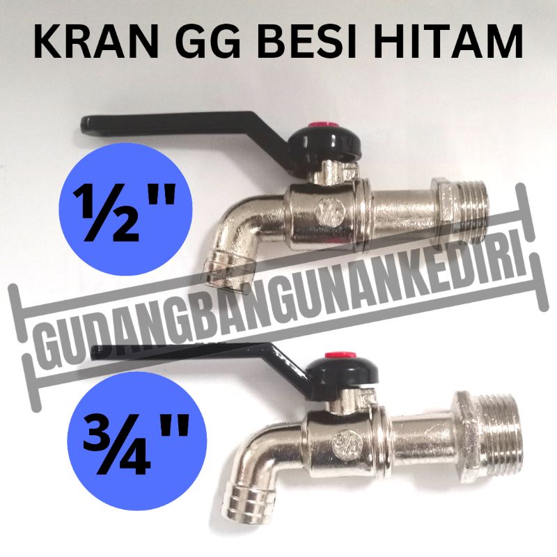 Jual Kran air besi Babet Gagang Hitam Panjang Size 1/2" & 3/4" inch GRT ...