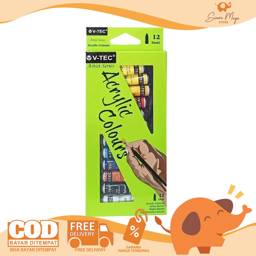 Jual Cat Acrylic Vtec 6Ml 12 Warna VT-612/A VT612 Cat Arilic V-TEC 6ml VTec Acrilyc Colour ...