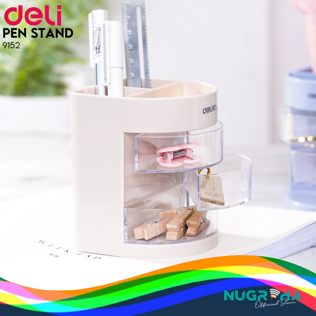 Jual TEMPAT PULPEN MEJA PEN HOLDER CUP DELI 9152 3 LACI STATIONERY ...