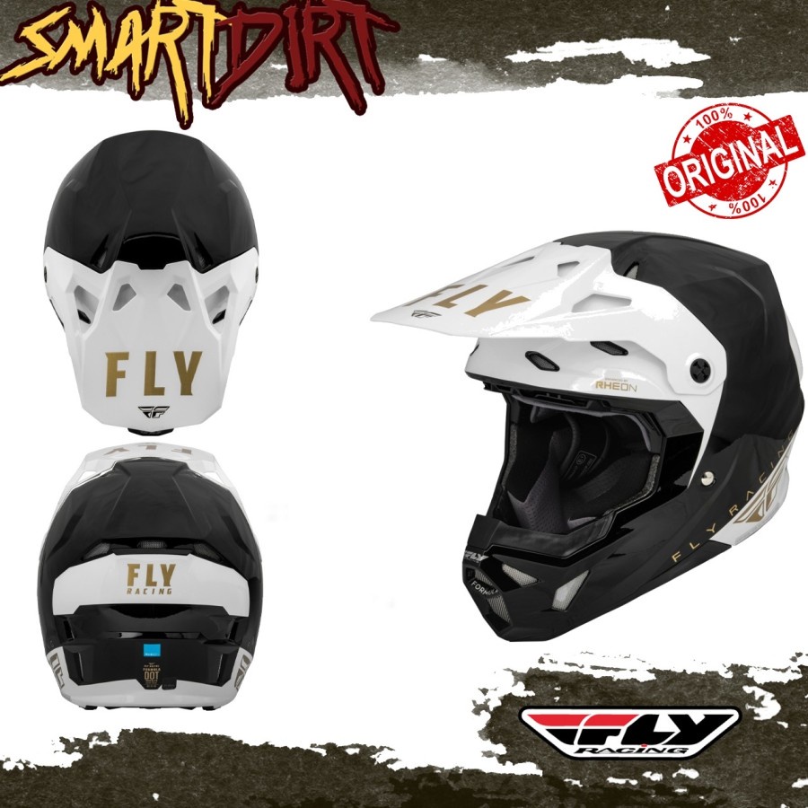 Jual HELM MOTOR TRAIL FLY FORMULA CP SLANT 2023 HELM BLACK WHITE GOLD ...