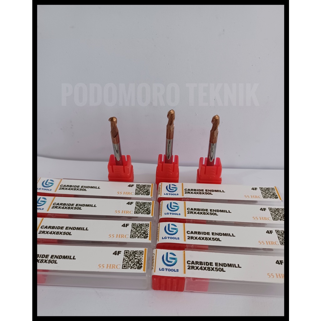 Jual BALLNOSE 4 MM - HARD CUT Ballnose R2 2R x 50L - Merk LG Tools ...