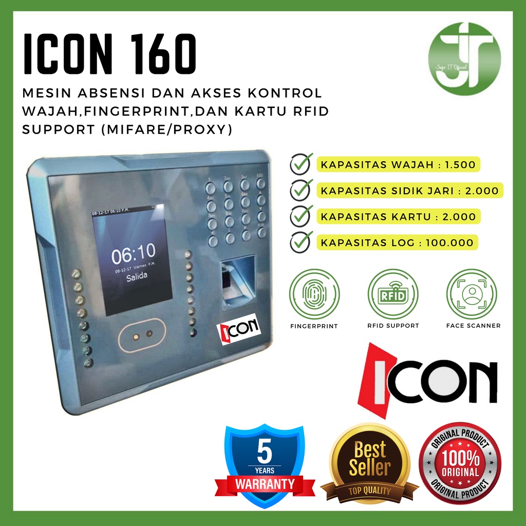 Jual Mesin Absensi | Mesin Absen Wajah dan Akses Kontrol ICON 160 ...