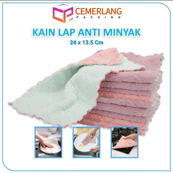 Jual Kain Lap Dapur Piring Mobil Motor Microfiber Anti Minyak Tebal ...