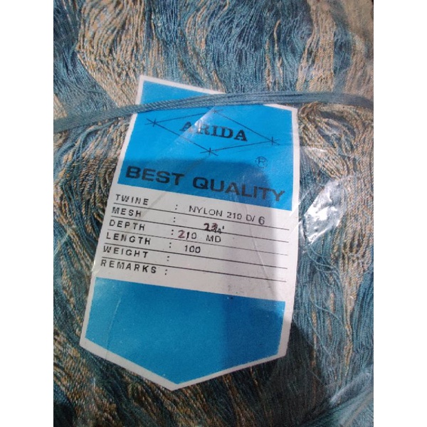 Jual Jaring Nylon D6 2 3/4 inch 210x100yard (pakai SARAN) - warna Hijau ...