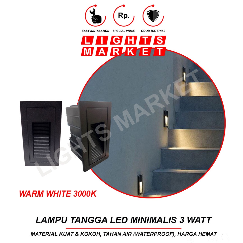 Jual Lampu Dinding LED Tanam Tembok 3W - Terang, Hemat Listrik ...