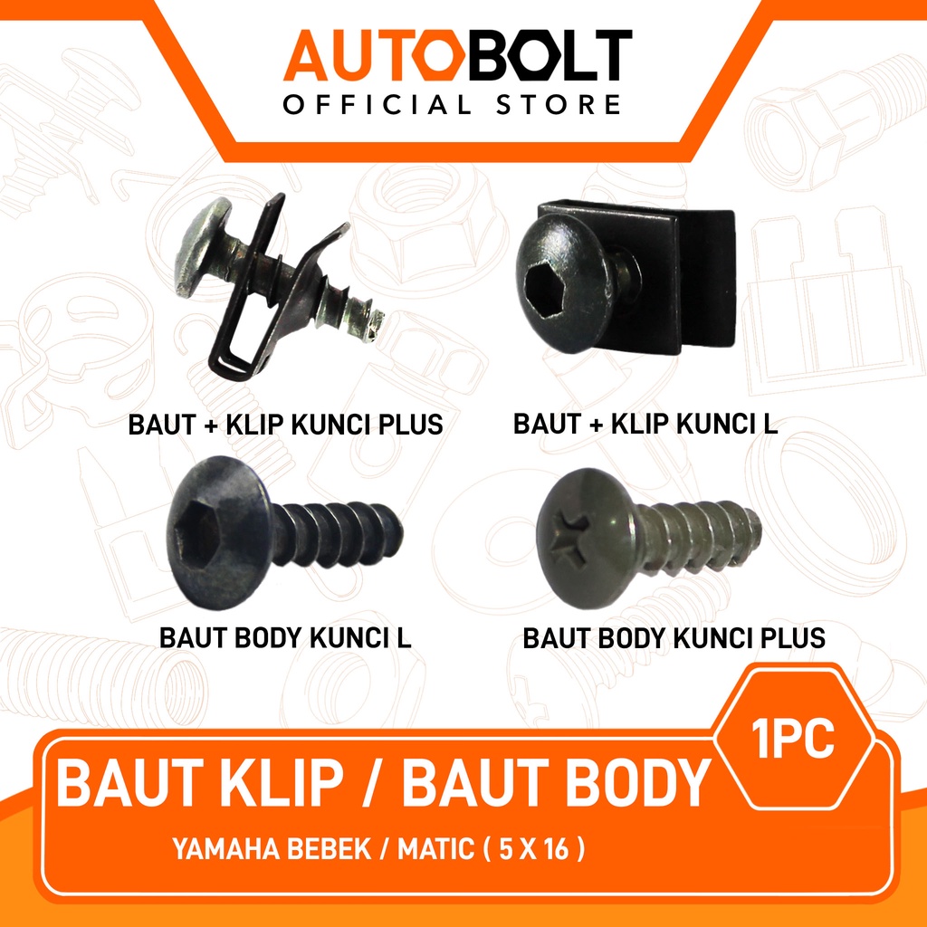 Jual Baut Klip Body Yamaha Matic-Bebek L4 + 5x16 M5x16 Mio-Sporty-Smile ...