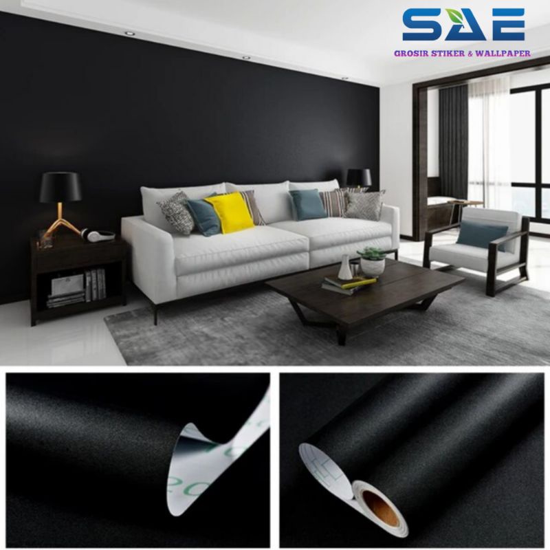Jual Wallpaper Dinding Hitam Polos Doff Sudah Berperekat | Shopee Indonesia