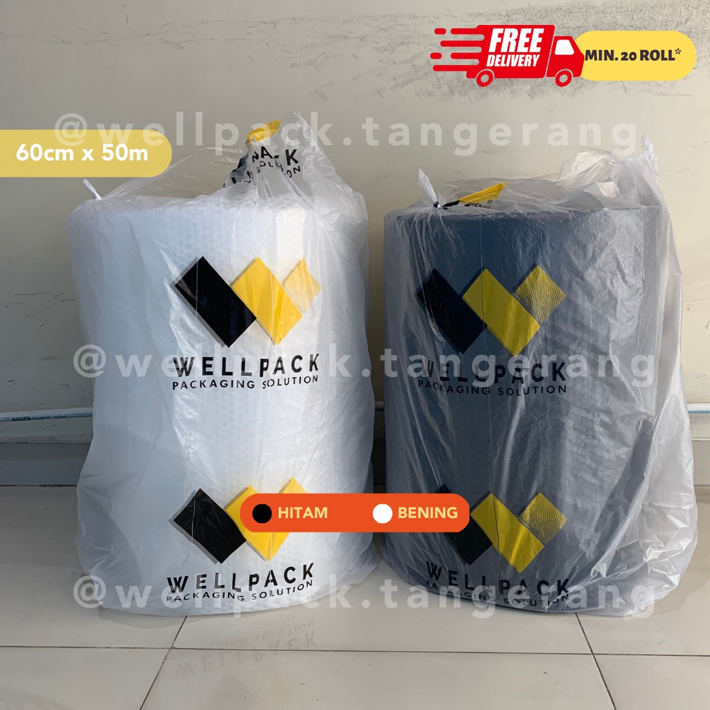 Jual Bubble Wrap Roll Wellpack 60cm x 50m Premium Tebal (Hitam & Bening ...
