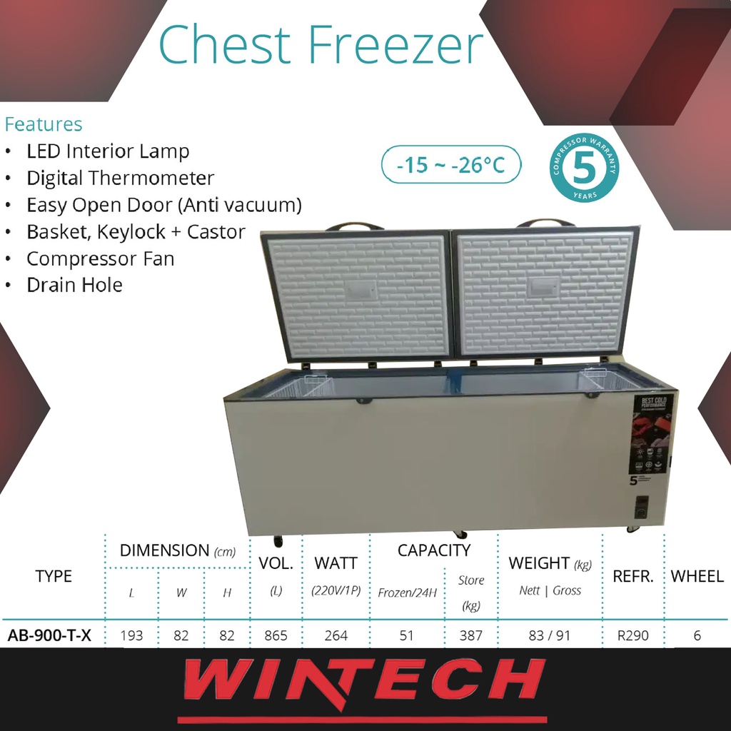 Jual Gea AB-900-T-X Chest Freezer 865 Liter Mesin Pendingin - Pembeku ...
