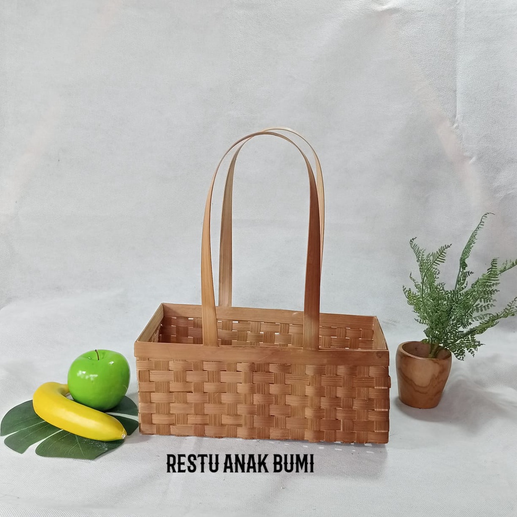 Jual (A067) Kranjang Bambu Cangking Persegi Panjang 30x15cm | rantang ...