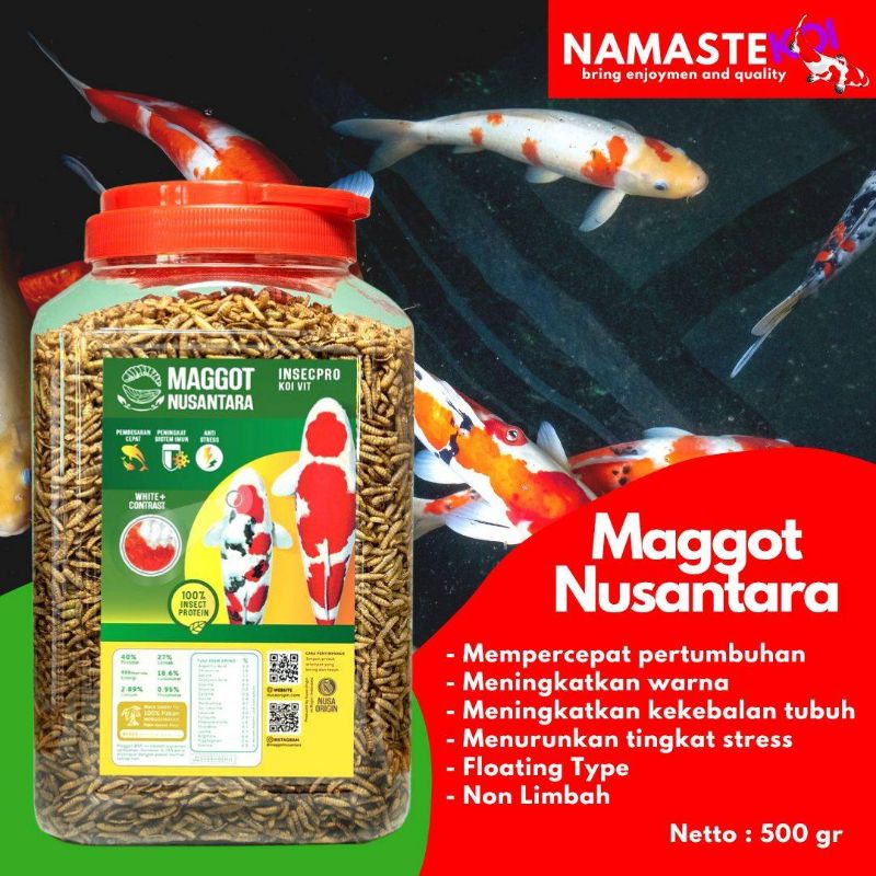 Jual Maggot Nusantara Maggot Kering Non Limbah Magot BSF Pakan Ikan Koi 500gr | Shopee Indonesia