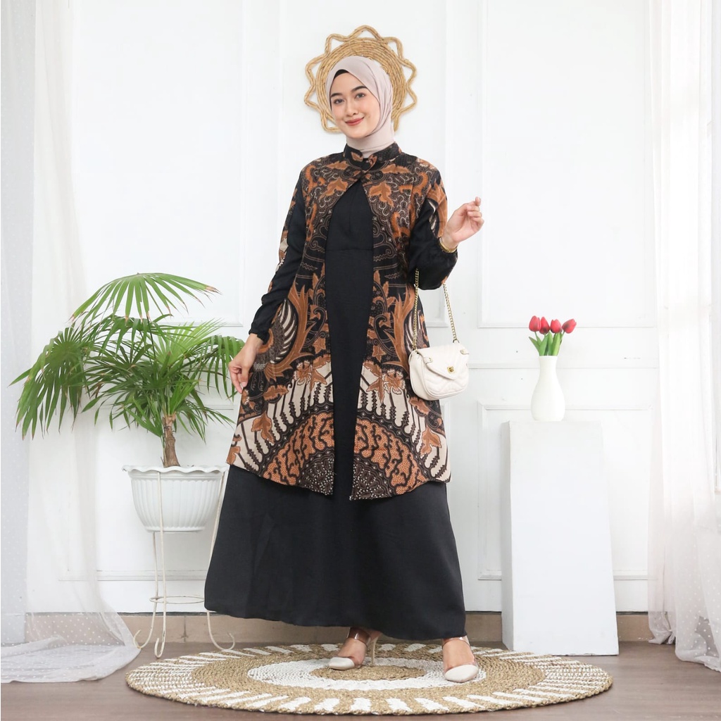 Jual Gamis batik Motif kraton, Dress Muslim, Gamis batik kombinasi ...