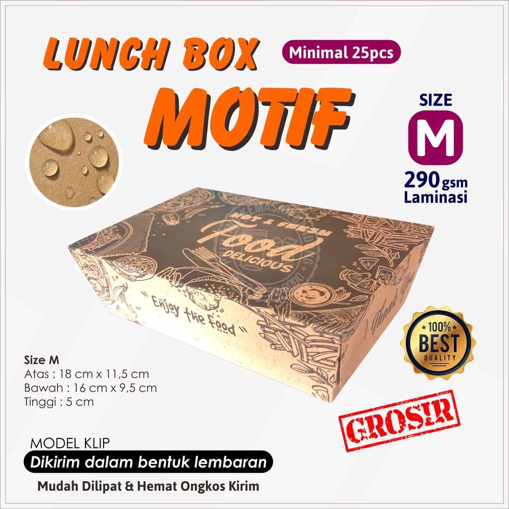 Jual Kotak Makan Kertas Paper Lunch Box Motif Makanan Kraft 290gsm ...