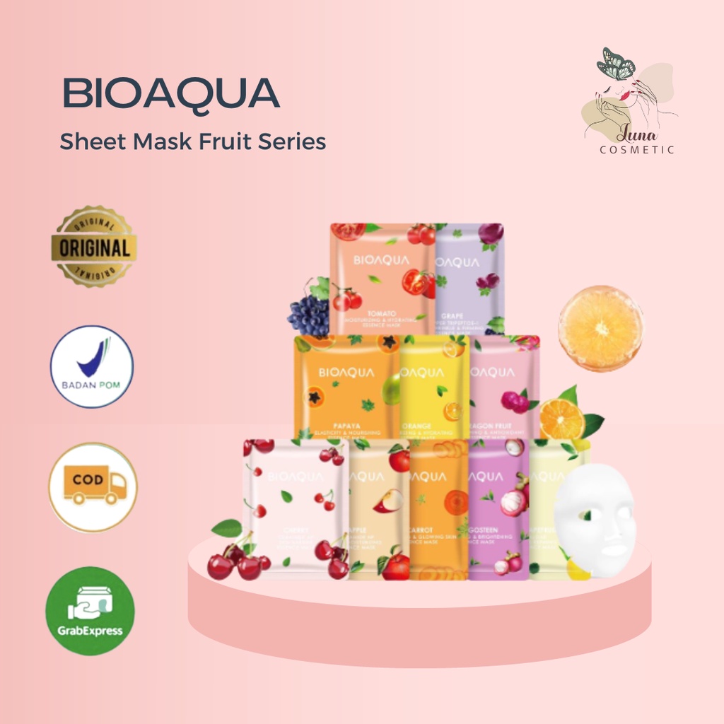 Jual BIOAQUA sheet mask FRUIT SERIES | Hydrating Essence face Mask Brightening Moisturizing skin ...