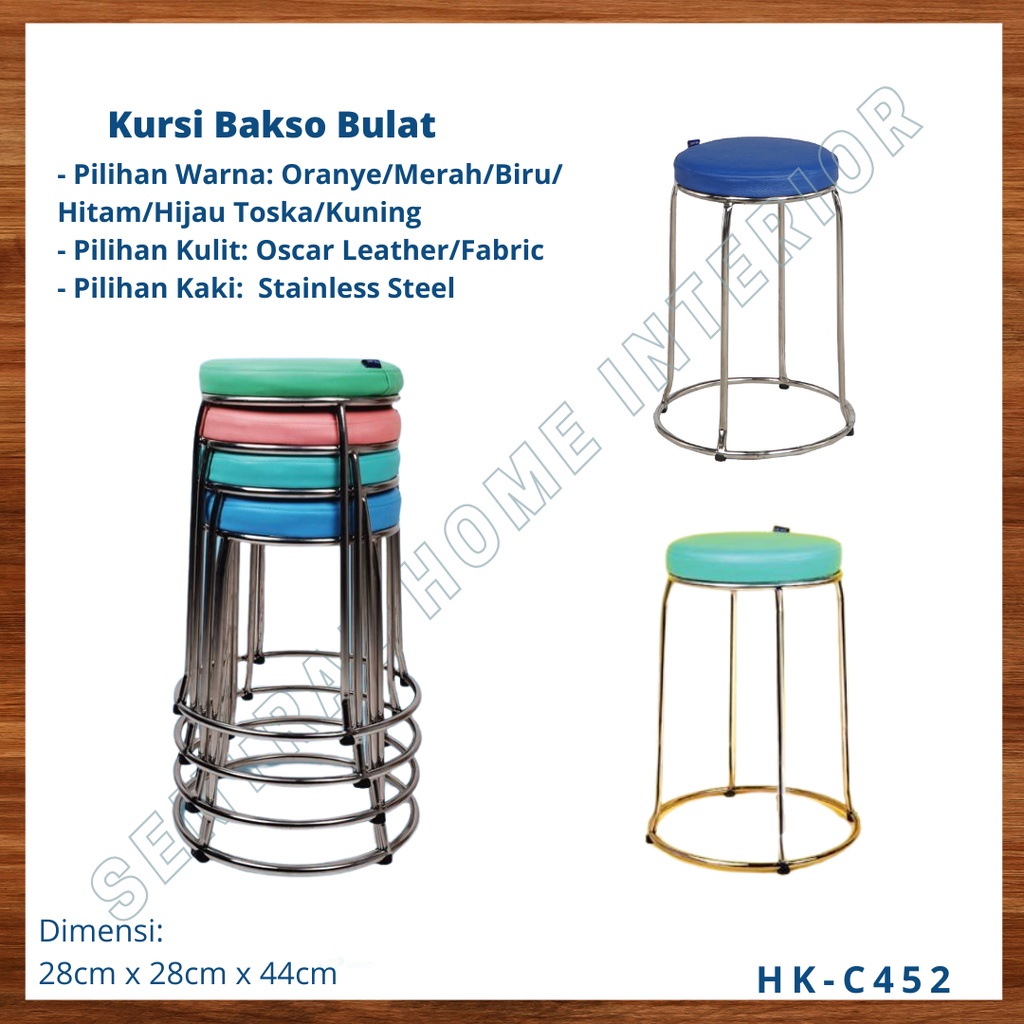 Jual Kursi Bangku Bakso Bulat - Kaki Stainless Steel | HK-C452 | Shopee Indonesia