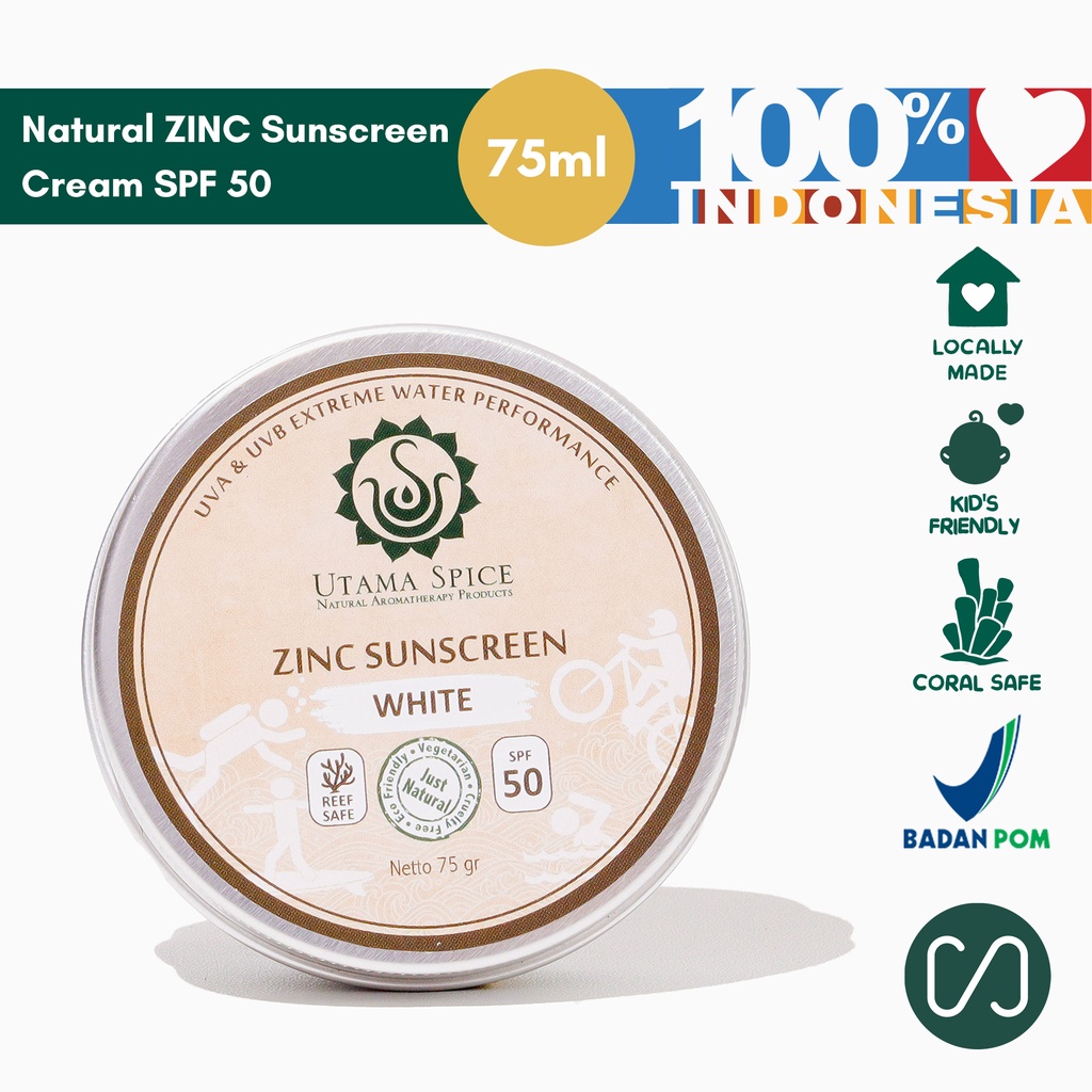 Jual Utama Spice Natural ZINC Sunscreen Cream SPF 50 75 ml | Shopee ...