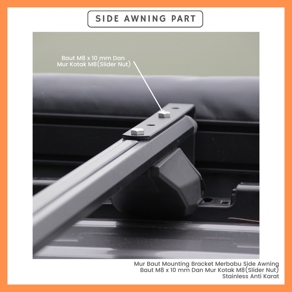 Jual Baut M8 & Mur Kotak M8 / Slider Nut Mounting Bracket Side Awning ...