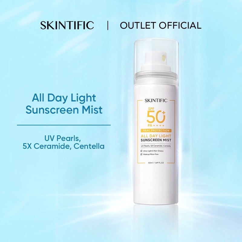 Jual SKINTIFIC All Day Light Sunscreen Mist 50ml dan 120ml SPF50 PA++++ Sunscreen Spray Anti UV ...