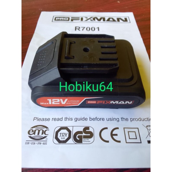 Jual baterai baterry bor cordless drill fixman 12v R7001 original ...