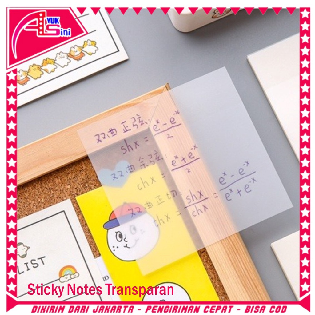 Jual AS Set Kertas Notes Transparan 50 Lembar Label Stickers PET Tahan ...