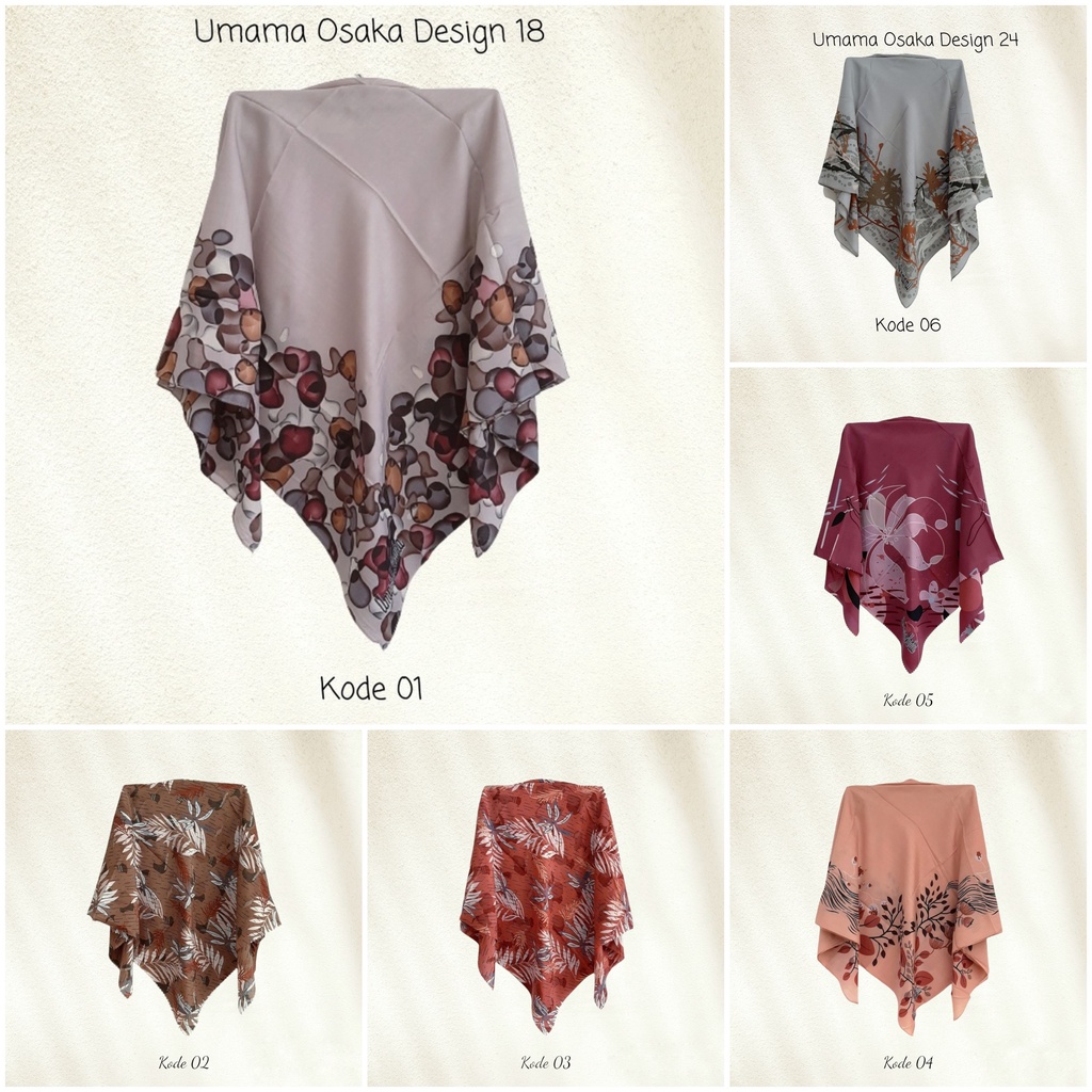 Jual IMMA 01 Jilbab Motif Umama Segi Empat Bahan Polycotton Motif Terbaru Premium Bunga Voal ...