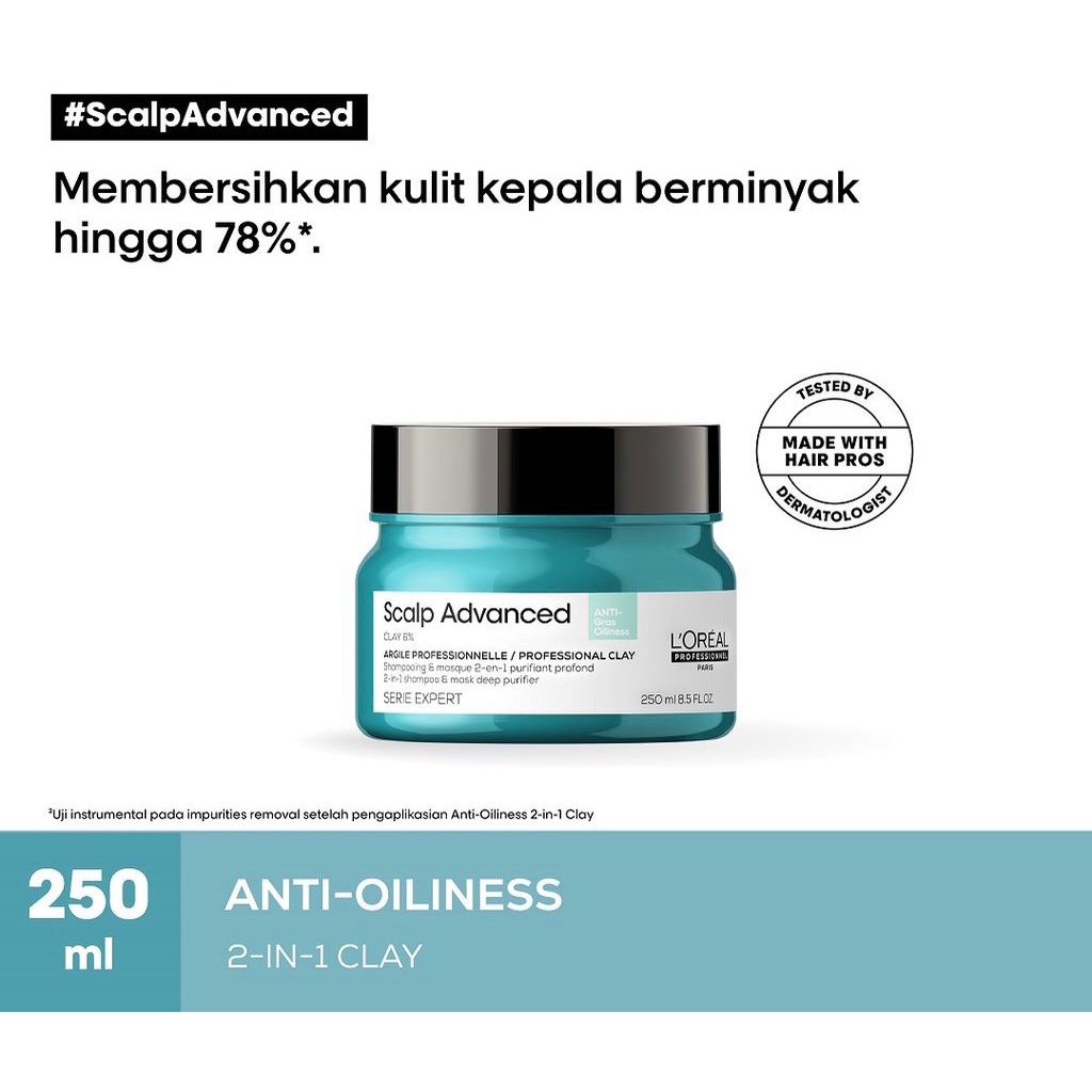 Jual L'Oreal 2-in-1 Deep Purifier Clay SCALP ADVANCED | 250 ml | Shopee ...