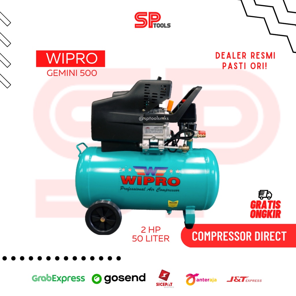Jual COMPRESOR KOMPRESOR ANGIN UDARA 2HP 2 HP 50 LITER WIPRO GEMINI 500 ...