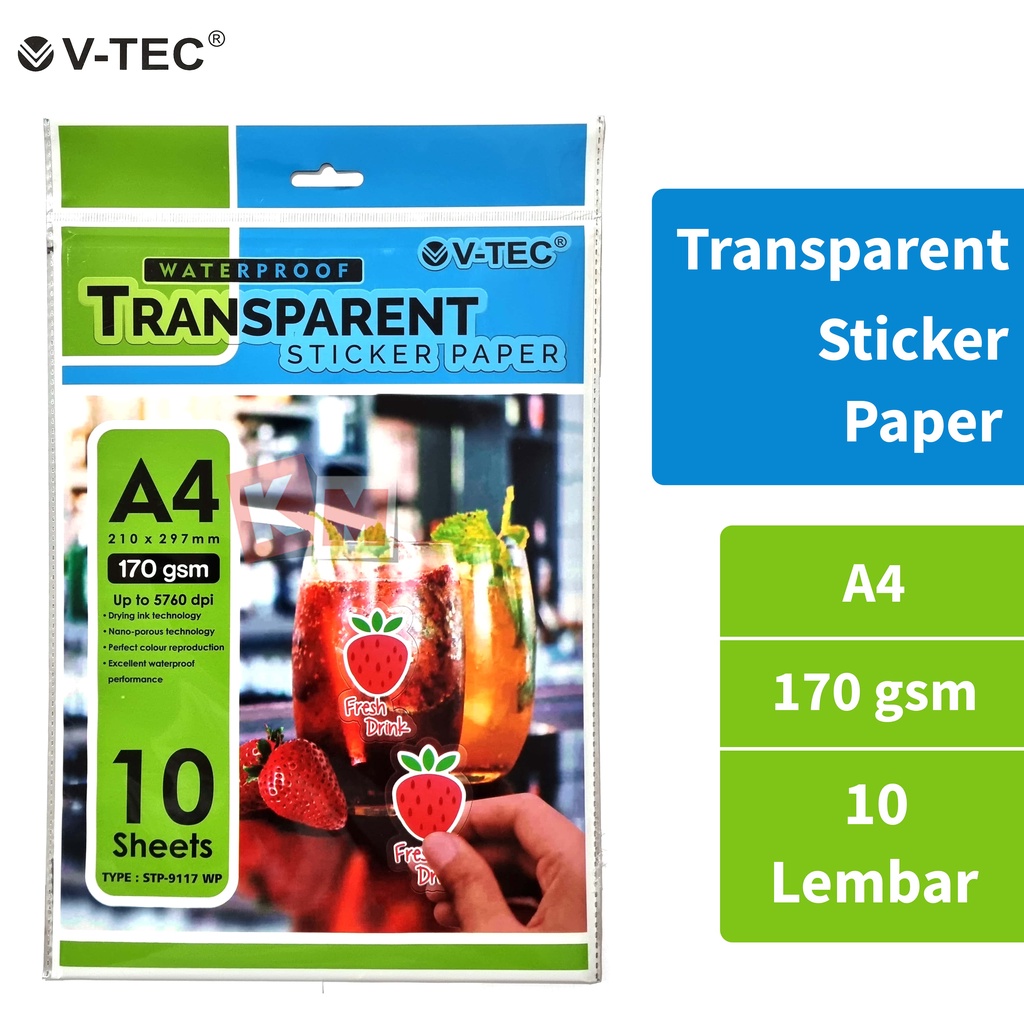 Jual Transparent Sticker Photo Paper / Kertas Foto Transparan V-TEC A4 ...