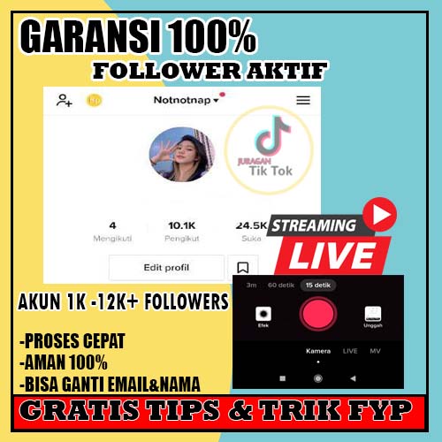 Jual AKUN T!KTOK FOLLOWER AKTIF REAL INDONESIA | Shopee Indonesia