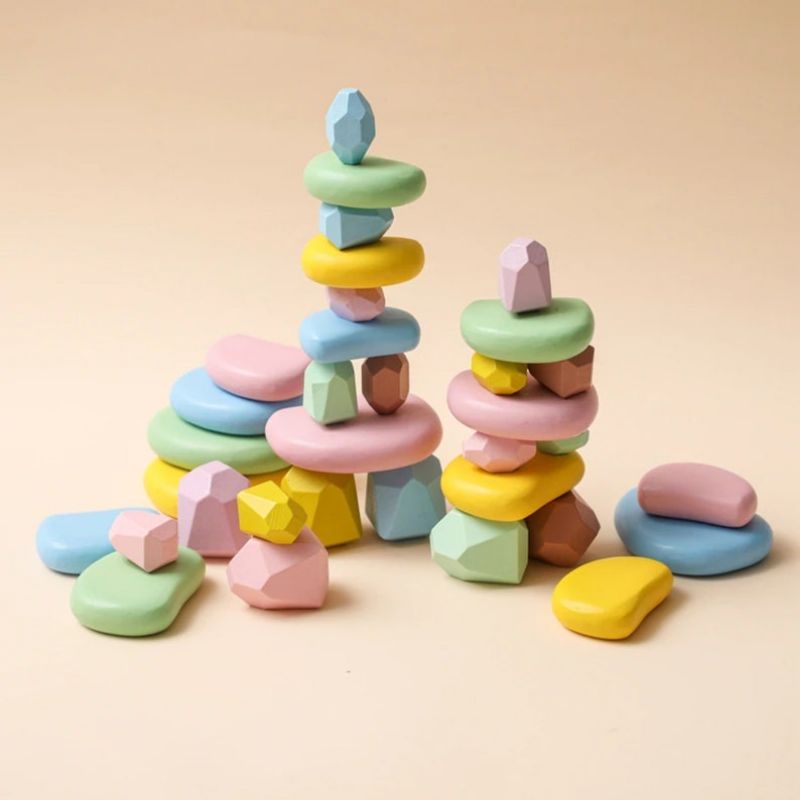 Jual Wooden Toddler and Kids Balancing Stone Toys | Wooden Stacking ...