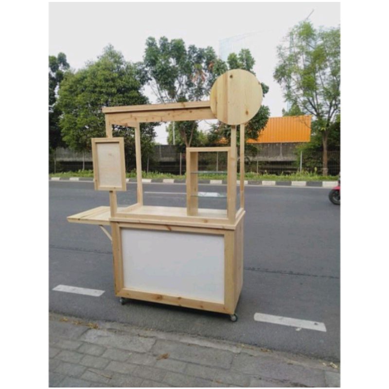 Jual GEROBAK BOOTH PORTABLE MAKANAN/MINUMAN/JUALLAN BAKSO KAYU JATI ...