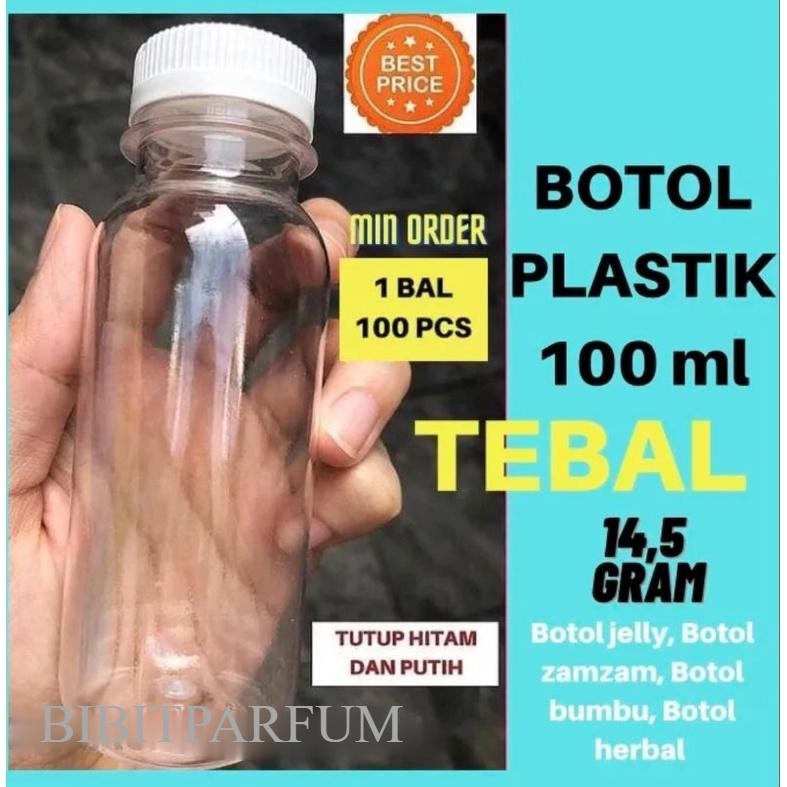 Jual Botol plastik 100mL Food Grade tutup putih TEBAL ( Botol Jelly ...