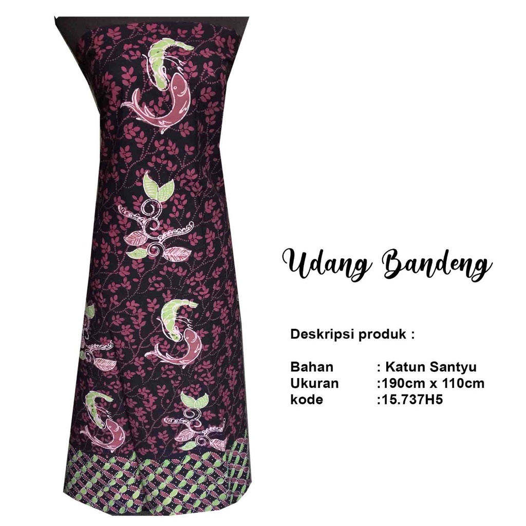 Jual Batik Tulis Motif Udang Bandeng dan Flora Ungu Tosca Dasaran Hitam ...