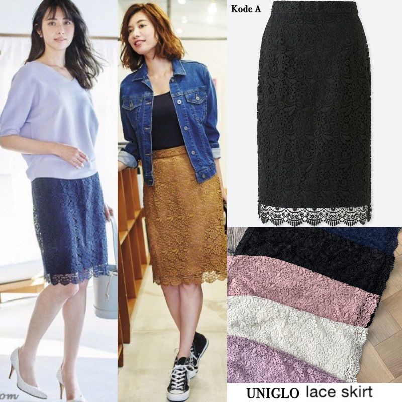 Jual Rok Uniqlo sisa Export/ rok brokat Uniqlo/ rok putih brokat/ rok ...