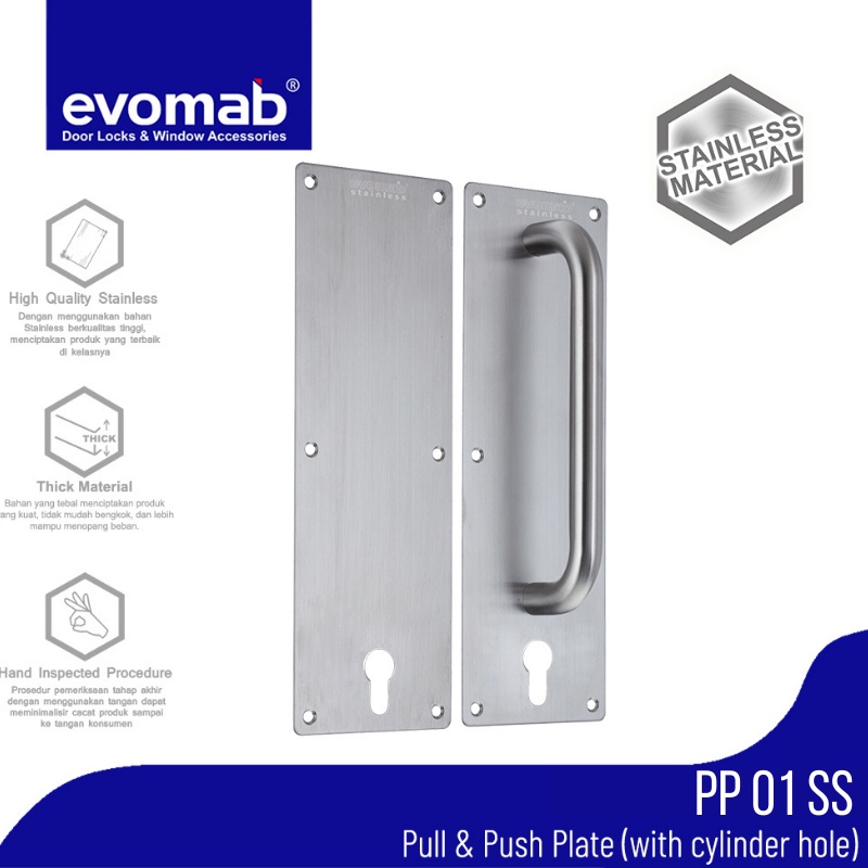 Jual evomab Tarikan Pintu Plat Handle Push and Pull Plate PP-01 ...
