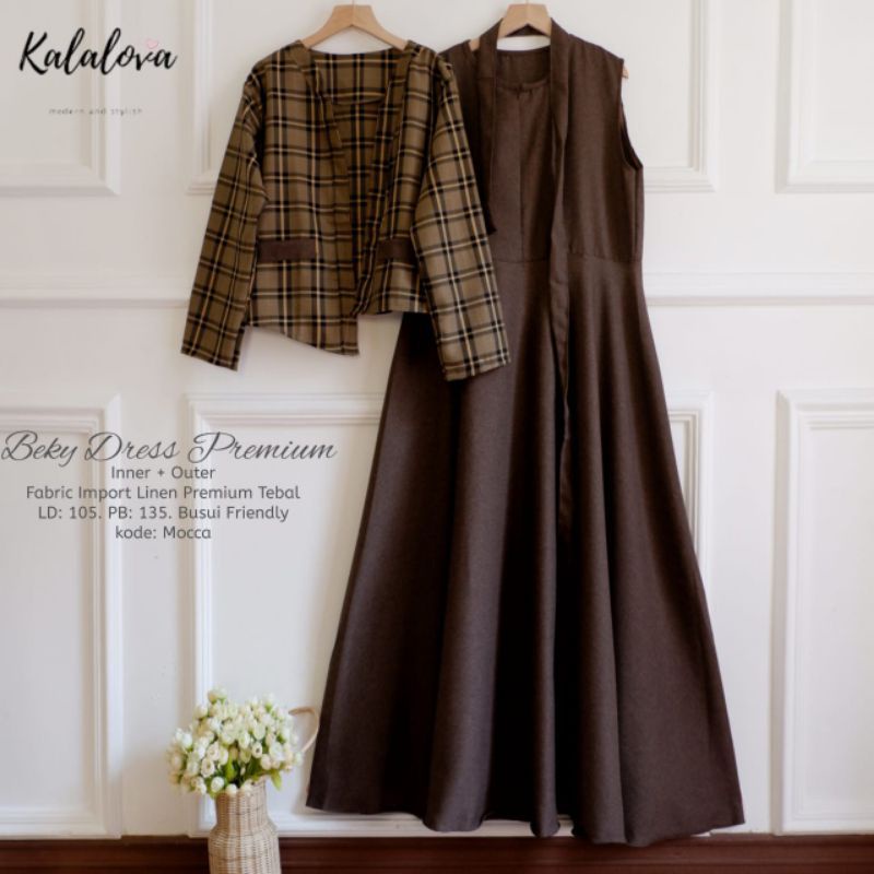 Jual BEKY DRESS PREMIUM by KALALOVA (Inner + Outer) / Setelan Dress ...