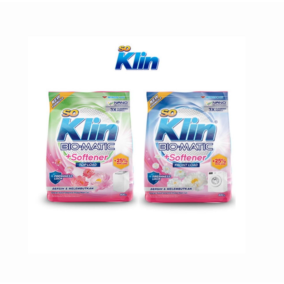 Jual So Klin Detergent Pakaian Bubuk Biomatic 800gr - Top Load / Front ...