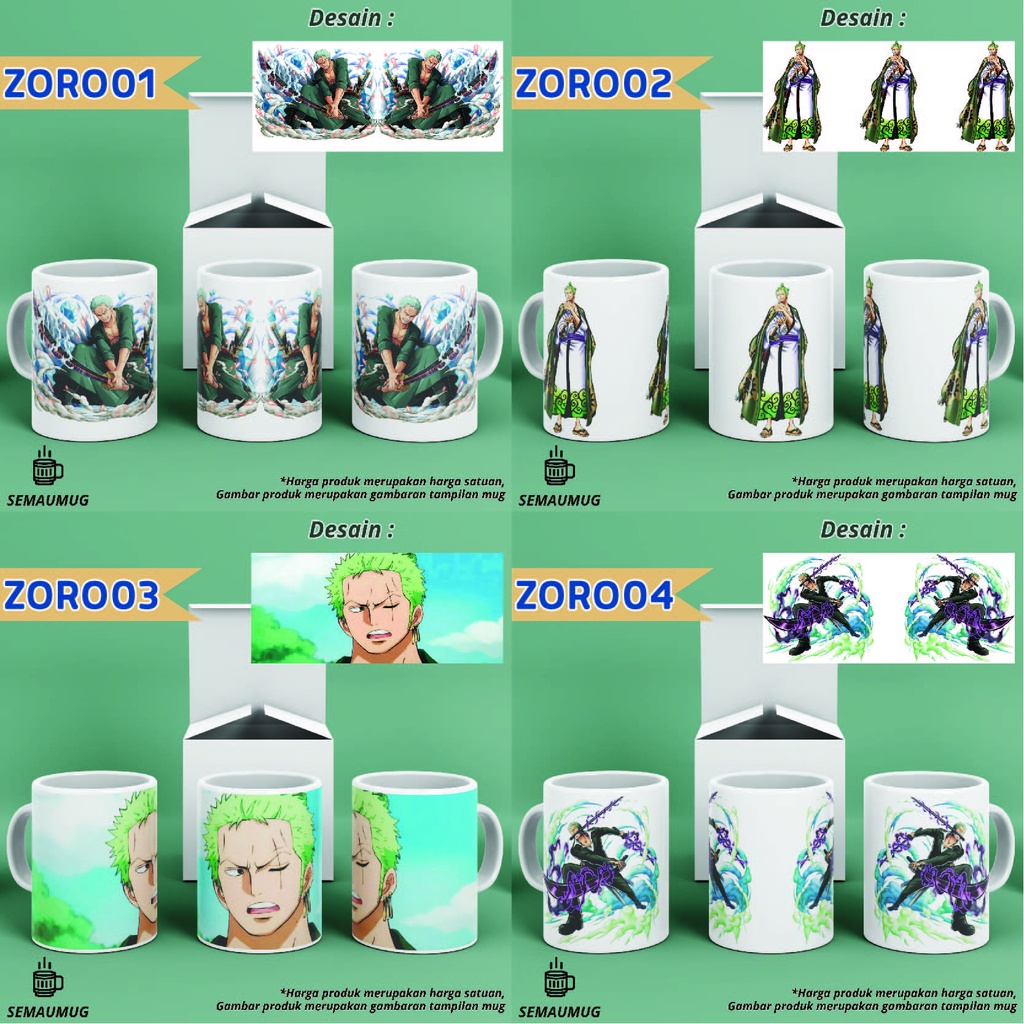 Jual MUG RORONOA ZORO ONE PIECE KADO HADIAH ANIME HAMPERS GELAS CANGKIR ...
