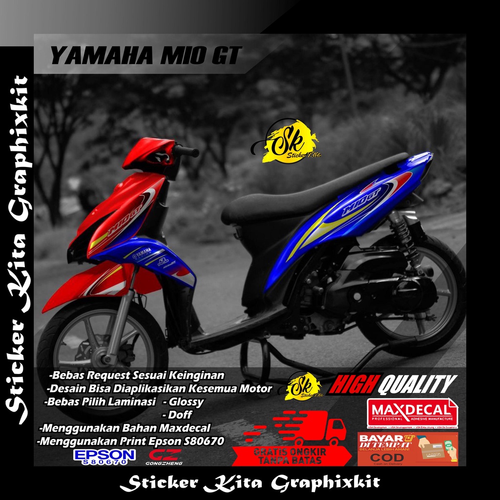 Jual 0229 DECAL STICKER FULLBODY MOTOR YAMAHA MIO GT DESAIN SIMPEL ...