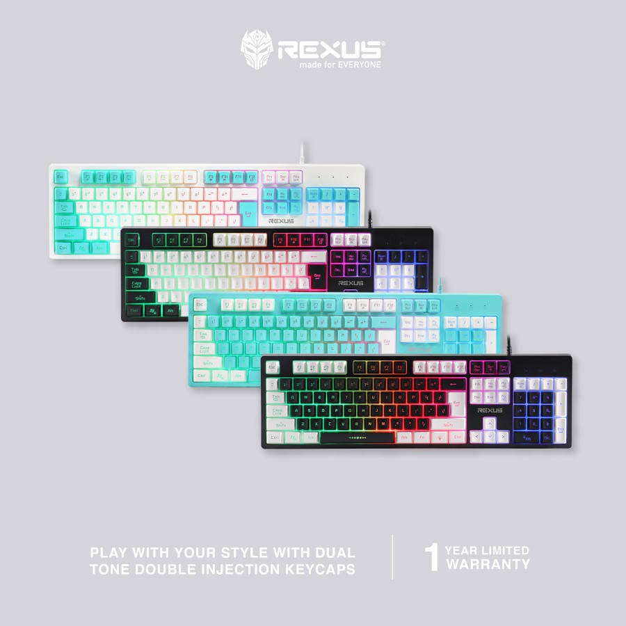 Jual Rexus Battlefire K9E V2 Rainbow LED Fullsize - Gaming Keyboard ...