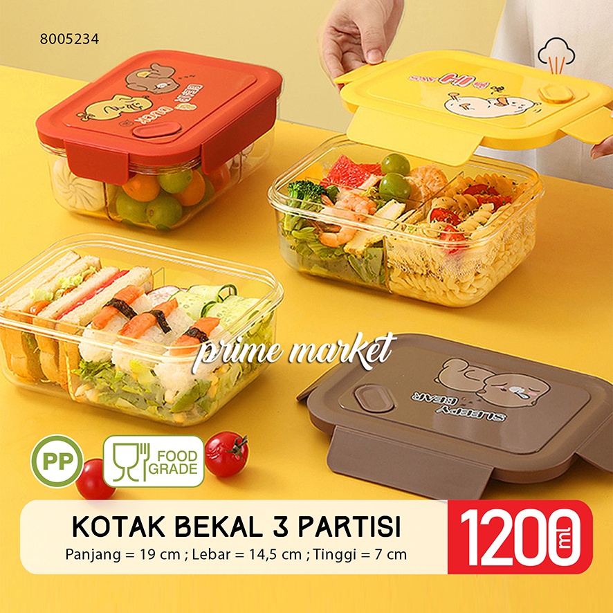 Jual Kotak Bekal Makan Kotak Makan 3 Partisi Kotak Makanan Food Grade ...