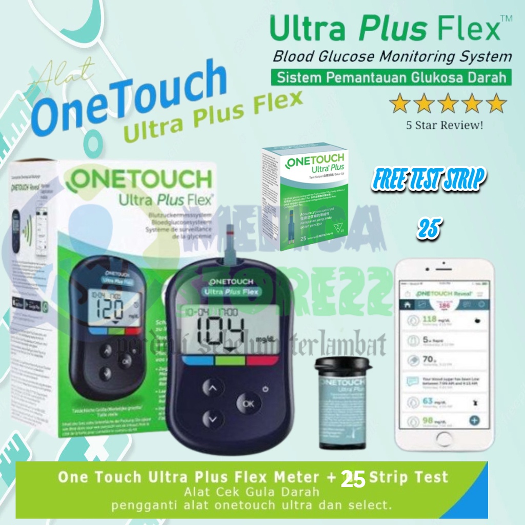 Jual Onetouch Ultra Plus Flex Meter Free Strip / Alat One Touch Ultra ...