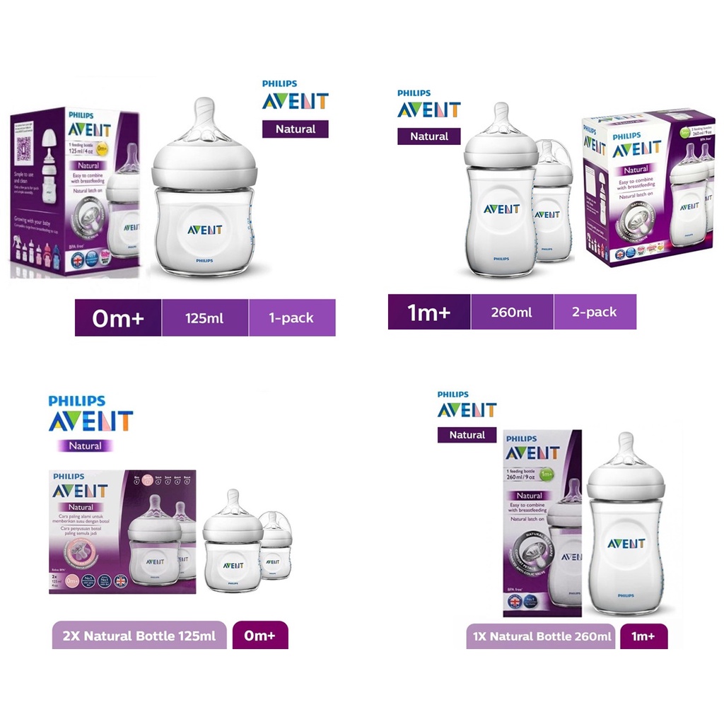 Jual PHILIPS AVENT BOTTLE NATURAL / BOTOL SUSU BAYI 125ML & 260ML ...